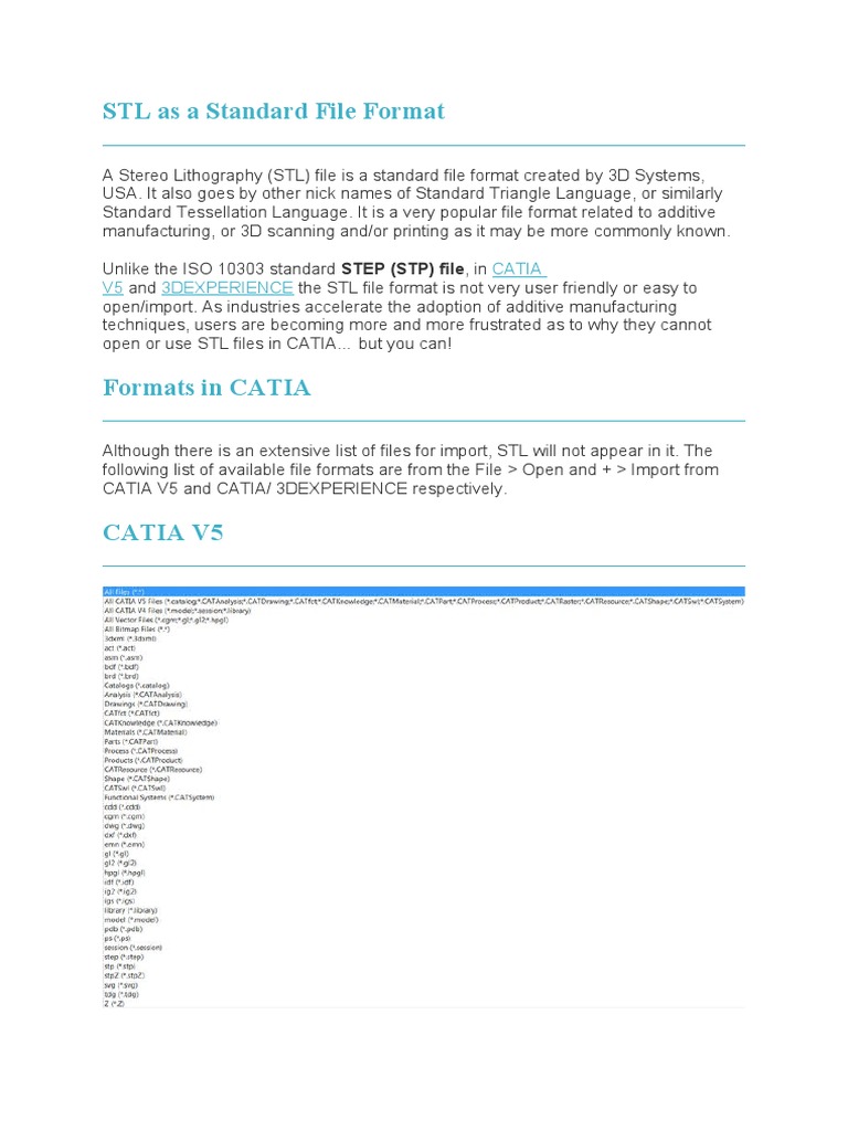 STL As A Standard File Format: Catia V5 3dexperience | PDF | 3 D ...