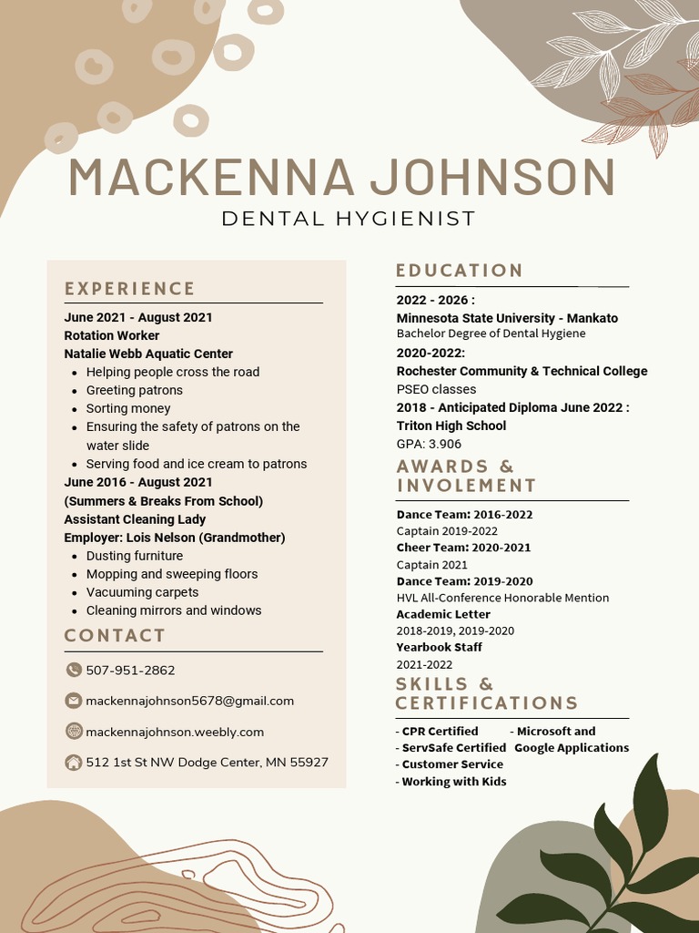 Mackenna Johnson's Resume Overview | PDF | Career & Growth