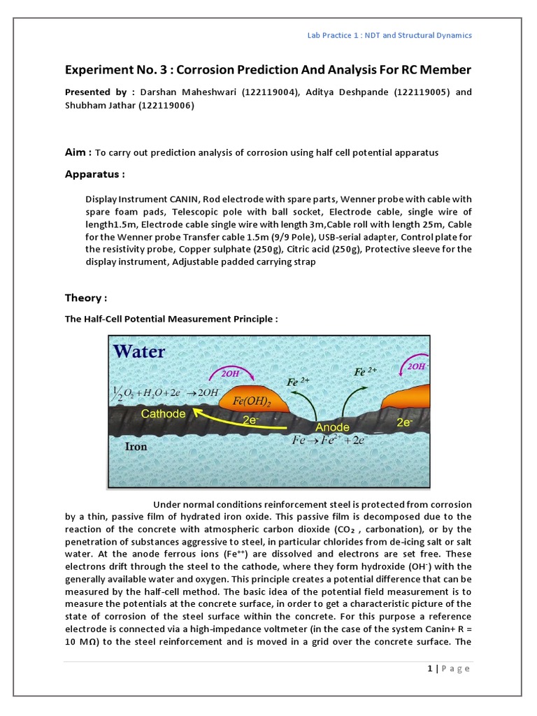 Corrosion Prediction and Analysis For RC Member Lab Writeup | PDF ...