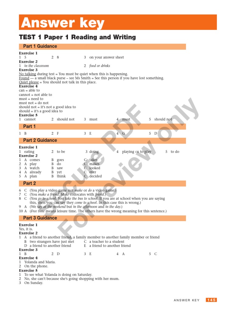 Practice Tests Plus KET For Schools 9781292159522 Answer Key | PDF ...