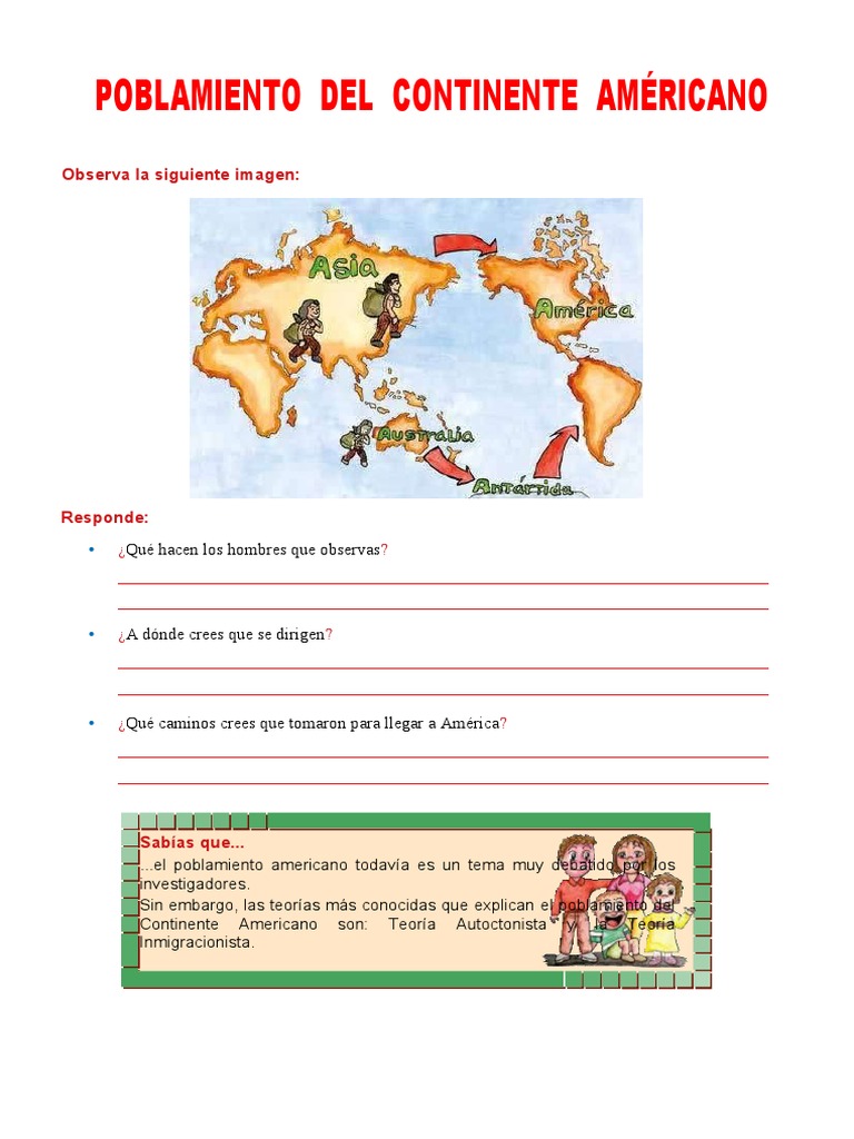 Poblamiento Del Continente Américano para Tercer Grado de Primaria ...