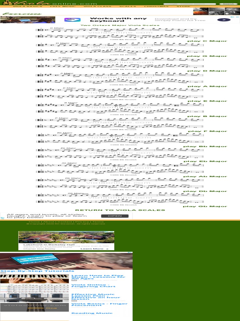 Viola Online Scales - Viola Two Octave Major Scales | PDF | Performing ...