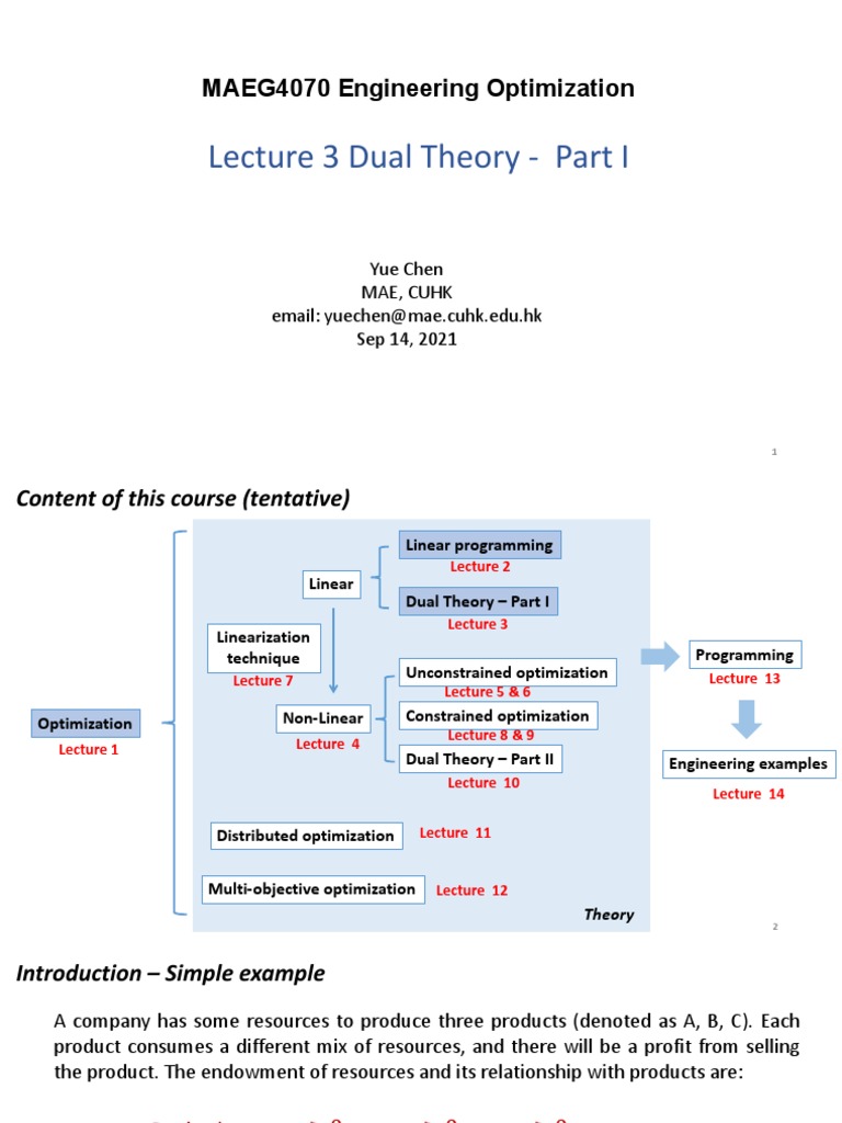 Lecture 3 Dual Theory Part I 1 PDF | PDF | Linear Programming ...