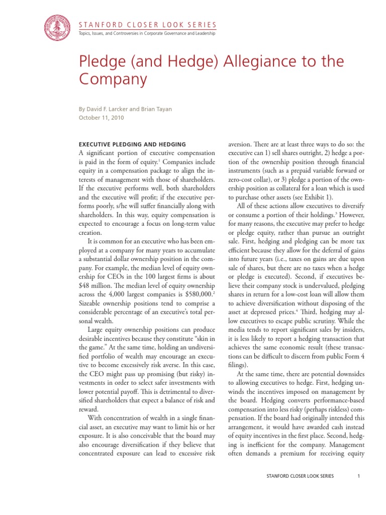 CGRP11 - Pledge (And Hedge) Allegiance To The Company (Stanford Closer ...
