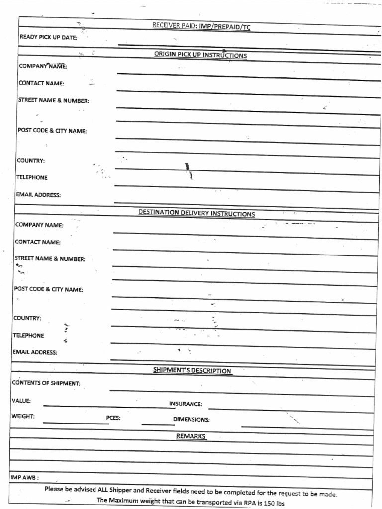 DHL Pickup Request | PDF