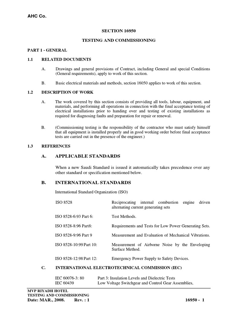 Testing and Commissioning | PDF | Ac Power Plugs And Sockets ...