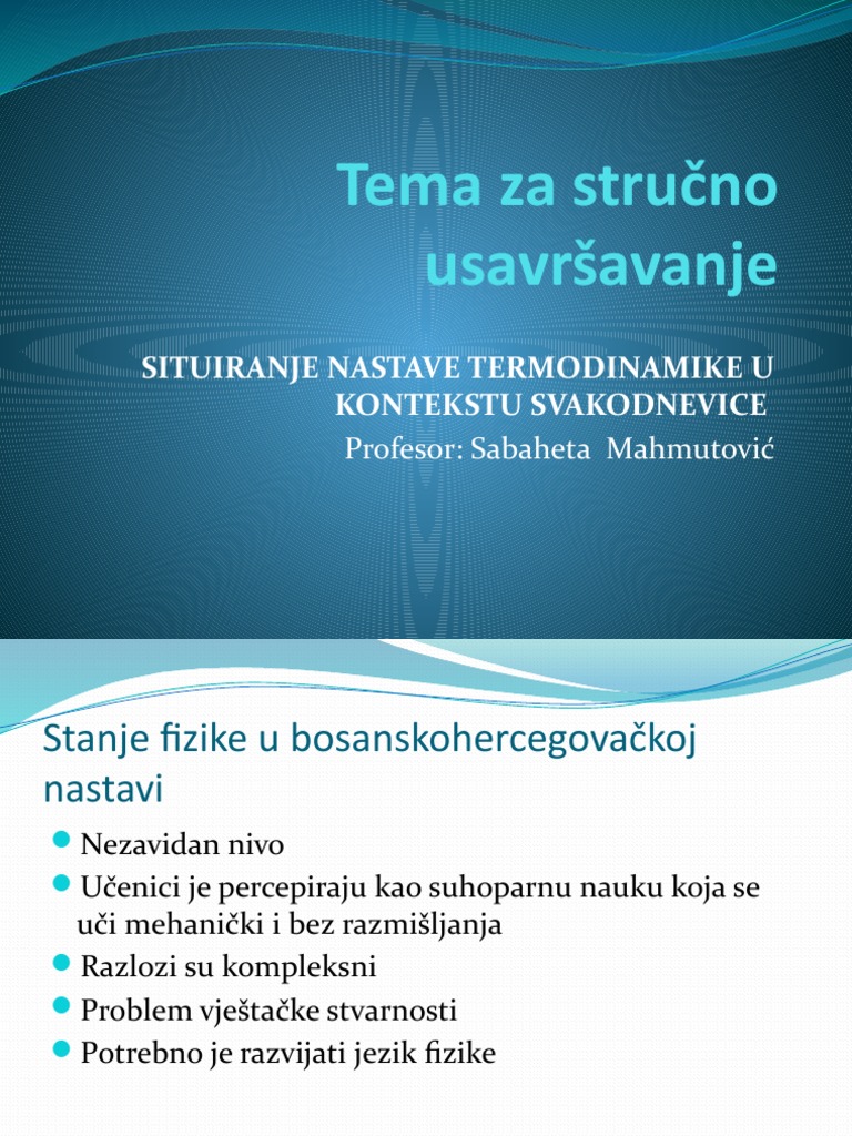 Tema Za Stručno Usavršavanje | PDF