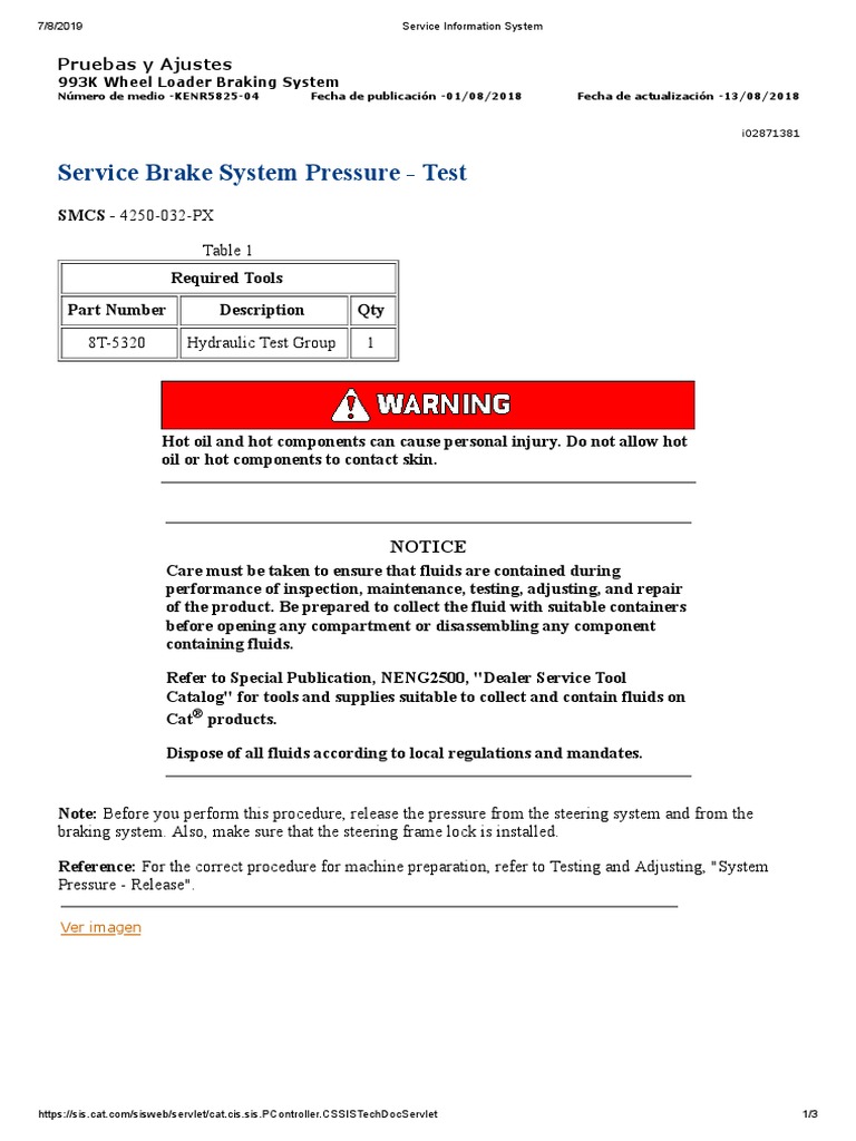 Service Brake System Pressure - Test | Download Free PDF | Pressure | Brake