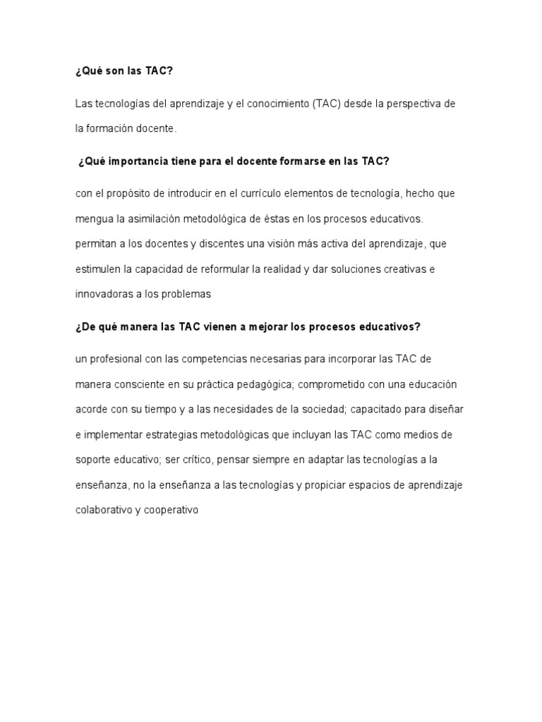 Importancia de las TAC en educación | PDF