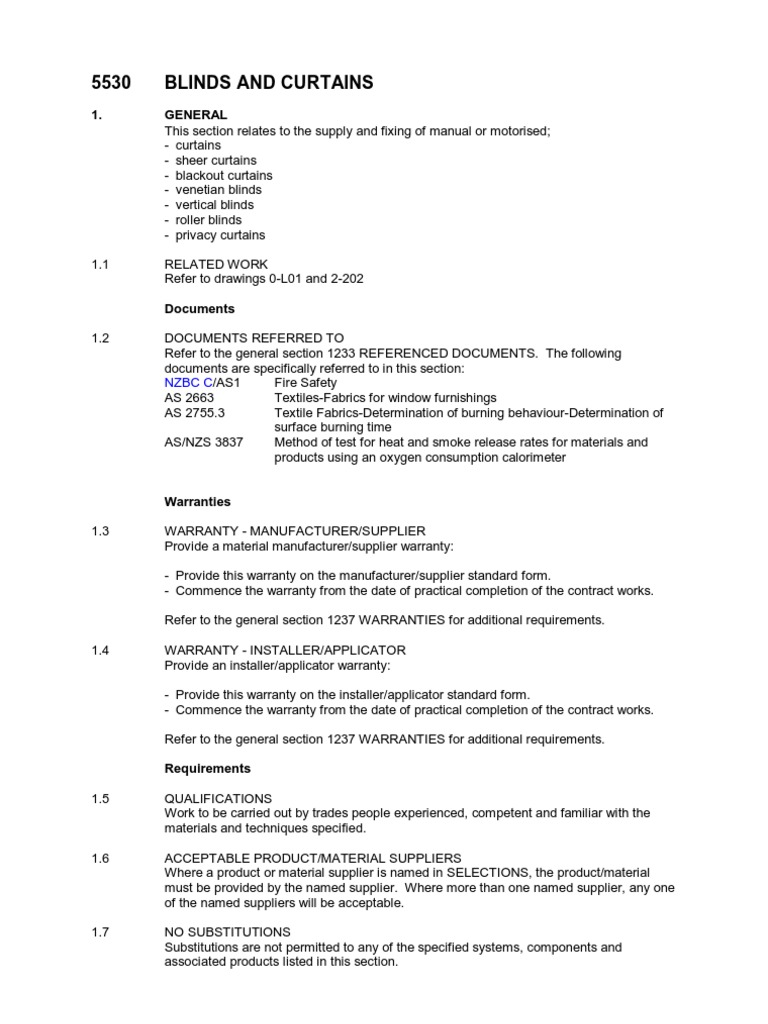 Blinds Spec | PDF | Curtain | Textiles