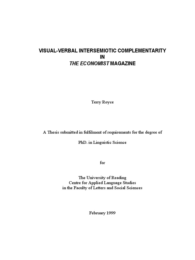 Visual-Verbal Intersemiotic Complementarity | PDF | Semiotics | Economics