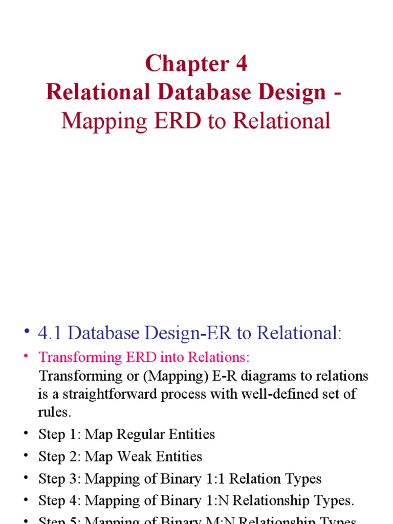 Relational Database Design - : Mapping ERD To Relational | PDF | Data | Information Management