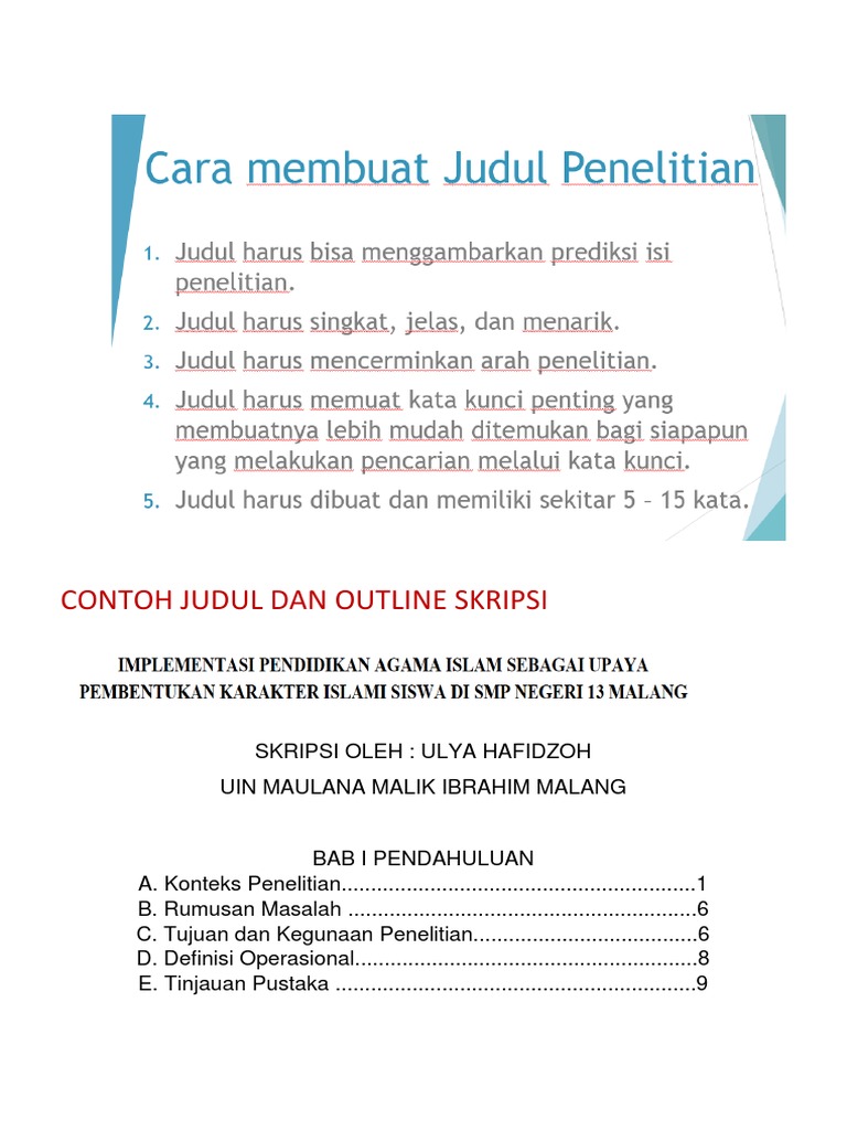 Contoh Judul Dan Outline Skripsi | PDF