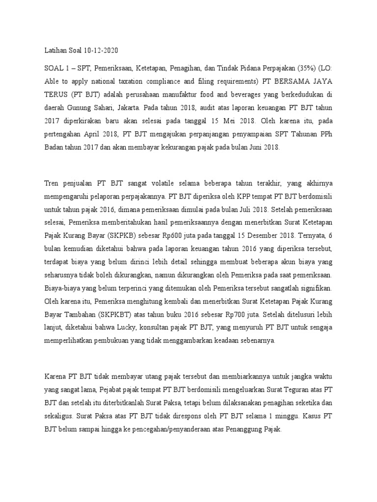 Latihan Soal 11-12-20 | PDF