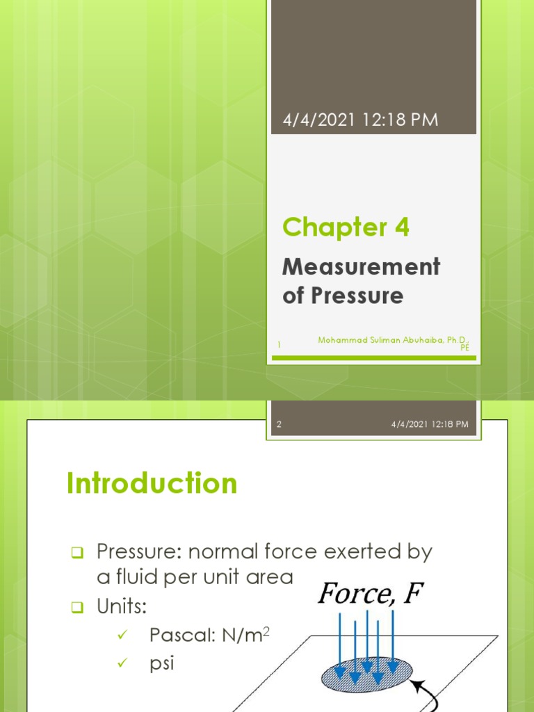 CH 4 - Pressure Measurement 2021 | PDF | Pressure | Pressure Measurement