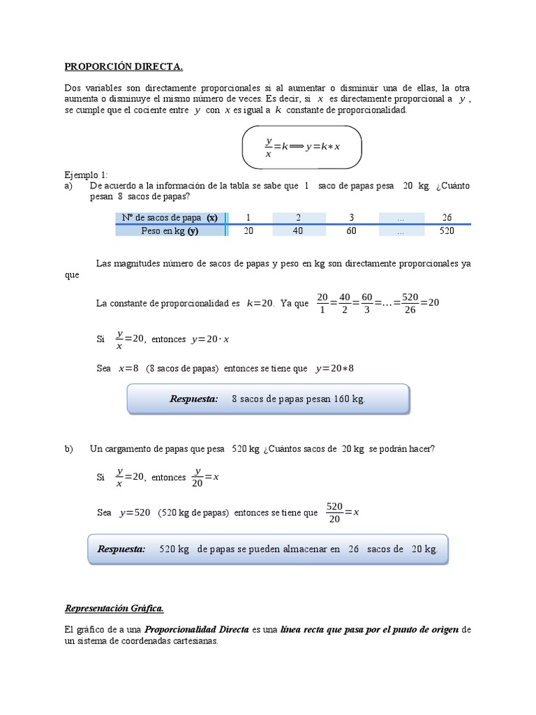 Proporcionalidad Directa e Inversa | Descargar gratis PDF | Matemáticas