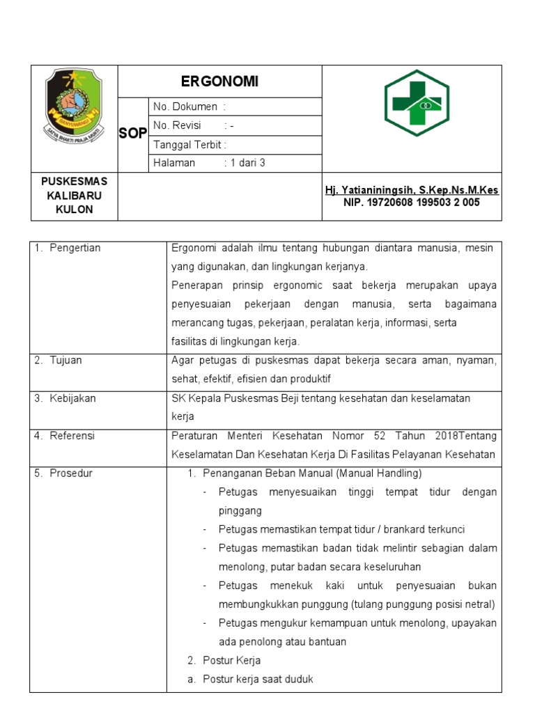 Sop Ergonomi | PDF