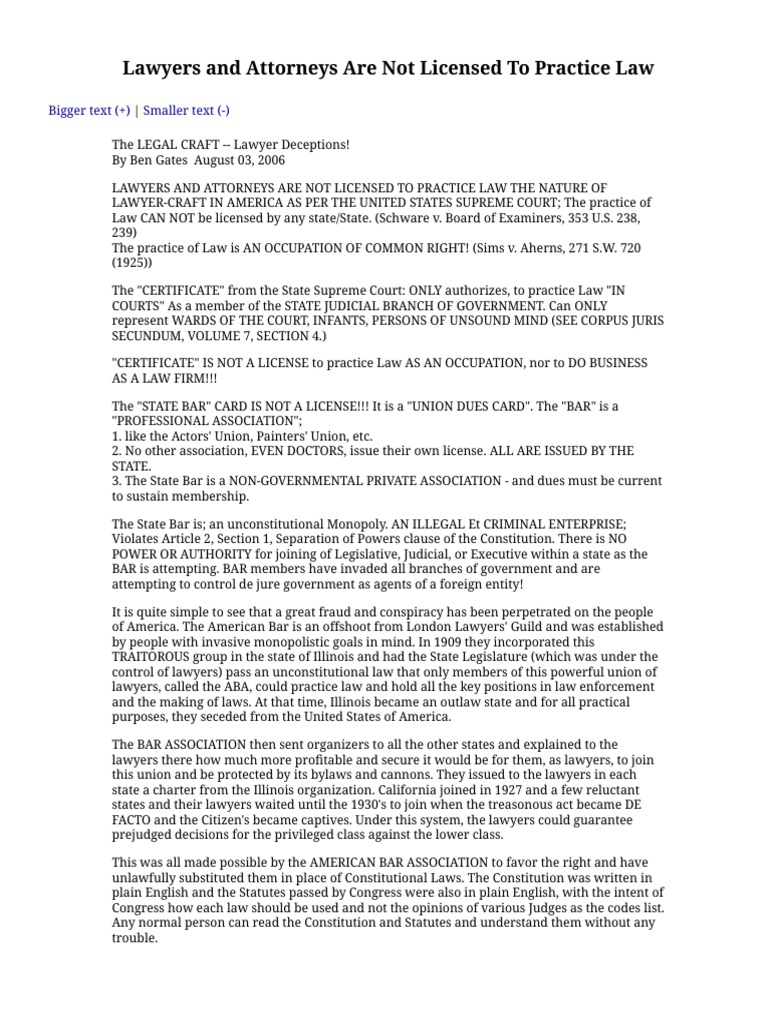 Lawyers and Attorneys Are Not Licensed To Practice Law | PDF | Http ...