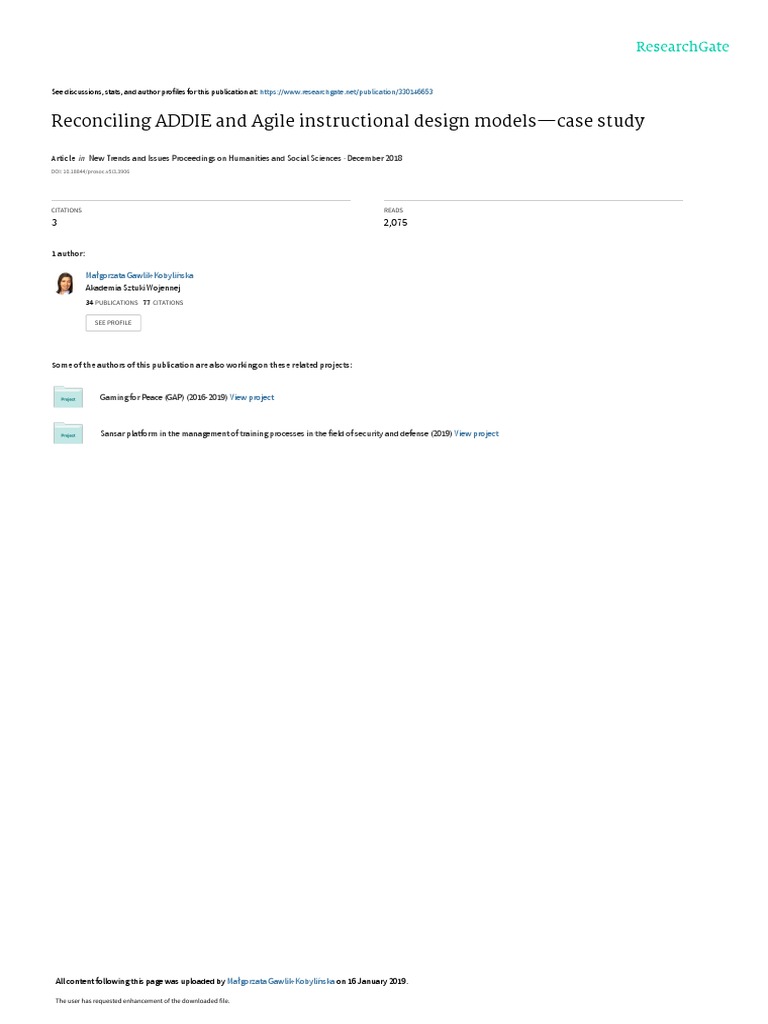 Reconciling ADDIE and Agile Instructional Design M | PDF ...