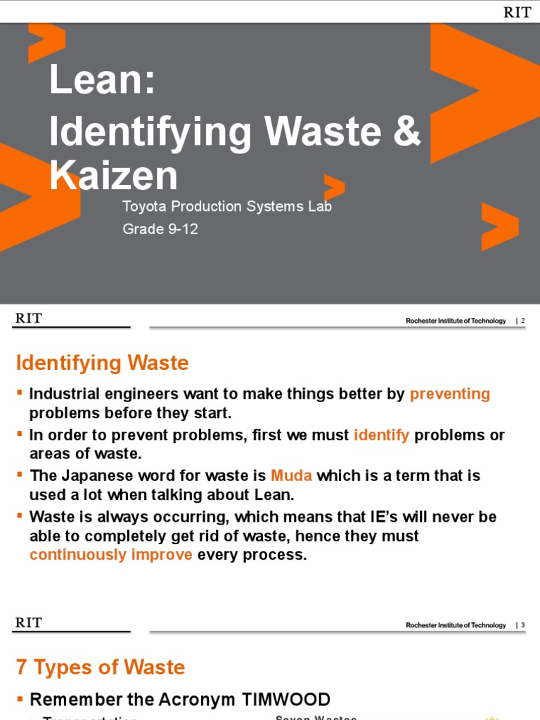 Lean: Identifying Waste & Kaizen: Toyota Production Systems Lab Grade 9 ...
