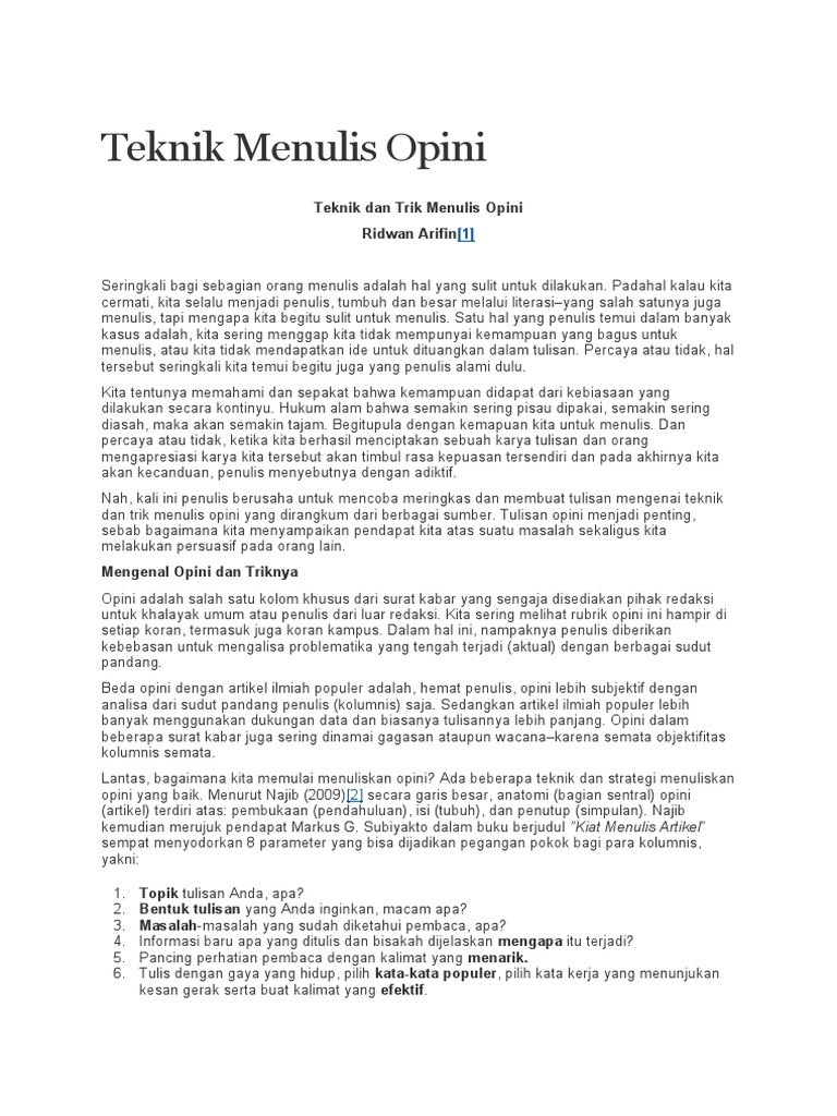 Teknik Menulis Opini | PDF