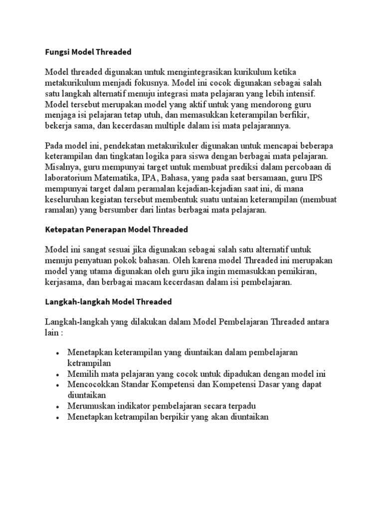 Fungsi Model Threaded | PDF