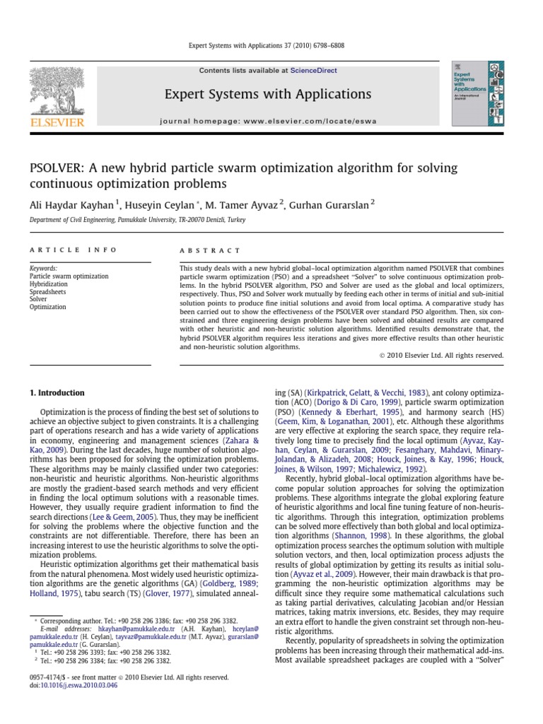A New Hybrid Particle Swarm Optimization Algorithm For Solving ...
