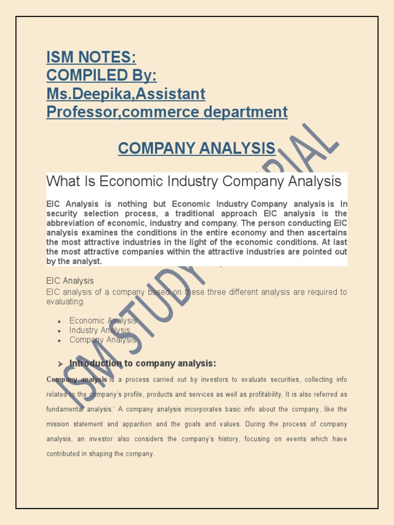 Company Analysis Study Material | PDF | Valuation (Finance) | Equity ...