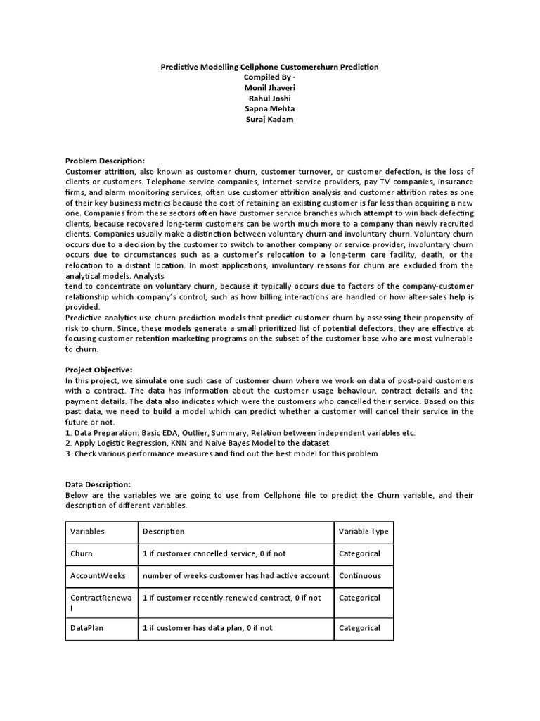 Customer Churn Prediction | PDF | Logistic Regression | Statistical ...