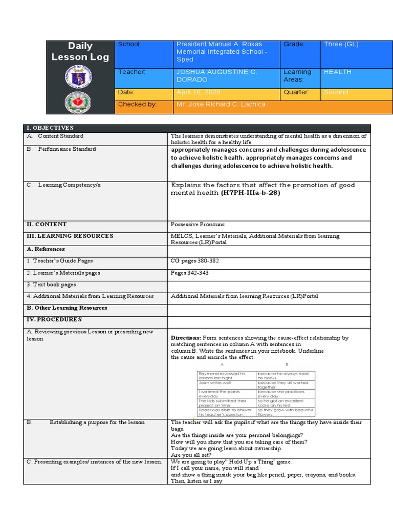 COT-LESSON-PLAN-IN-health 7 | PDF | Teachers | Learning