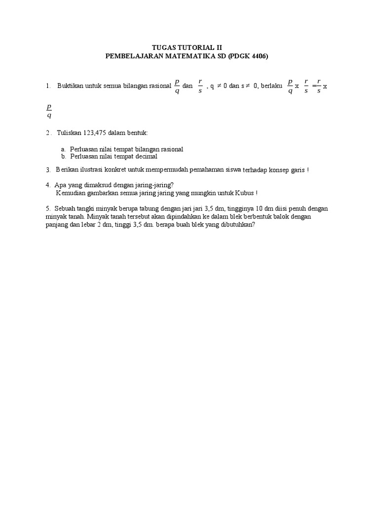 Tugas TT2 Pembelajaran Matematika SD | PDF | Metode & Bahan Ajar
