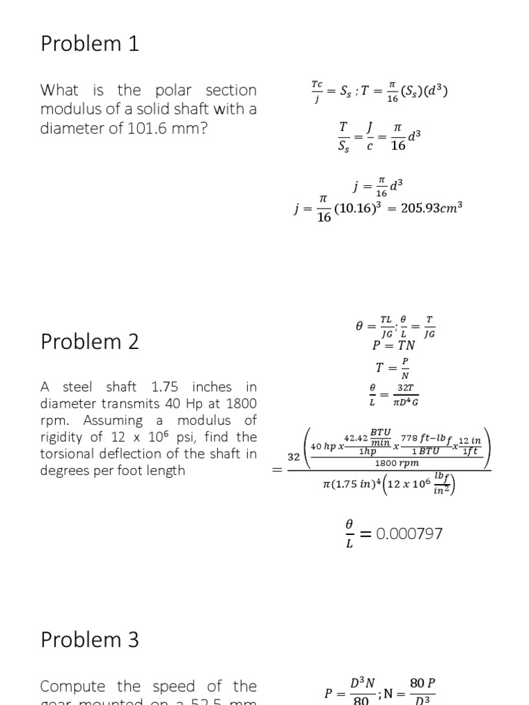 Shaft Design Problem 1 - 9 | PDF | Continuum Mechanics | Solid Mechanics