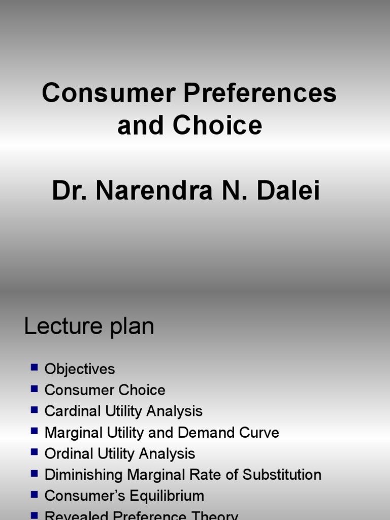 Chapter - 4 - Consumer Preferences and Choice | PDF | Utility | Economic Surplus