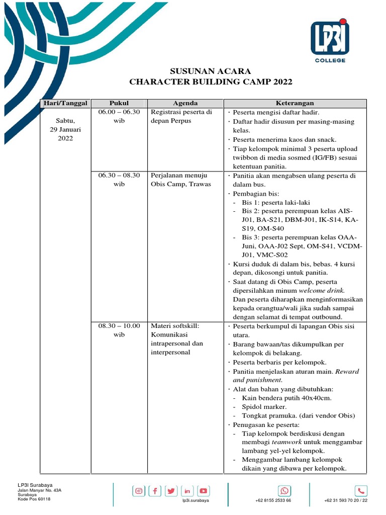 2022 Rundown Character Building Camp - Revisi | PDF