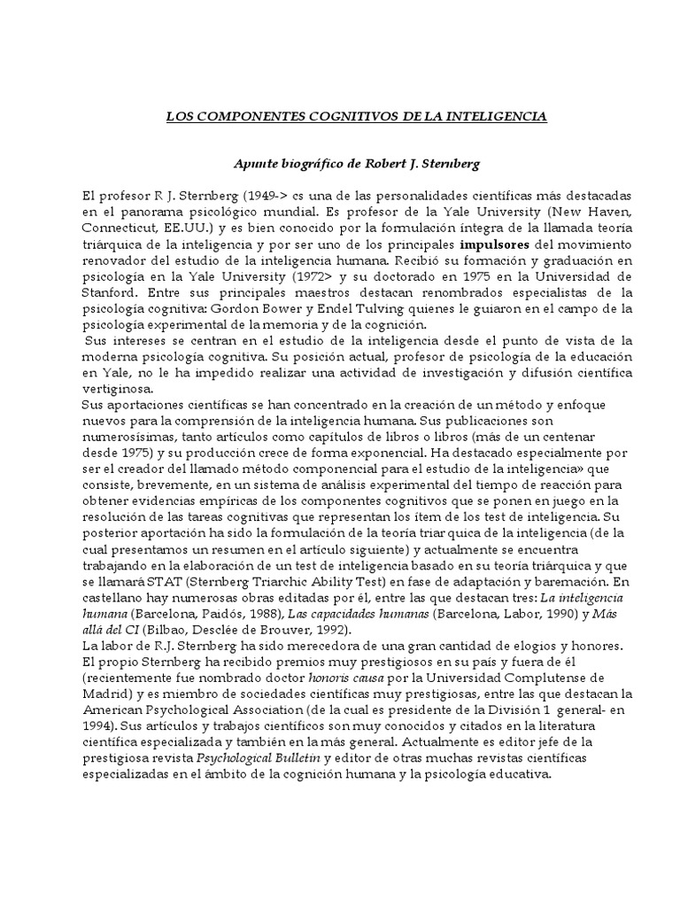 La Teoria Triarquica | PDF | Inteligencia | Mente