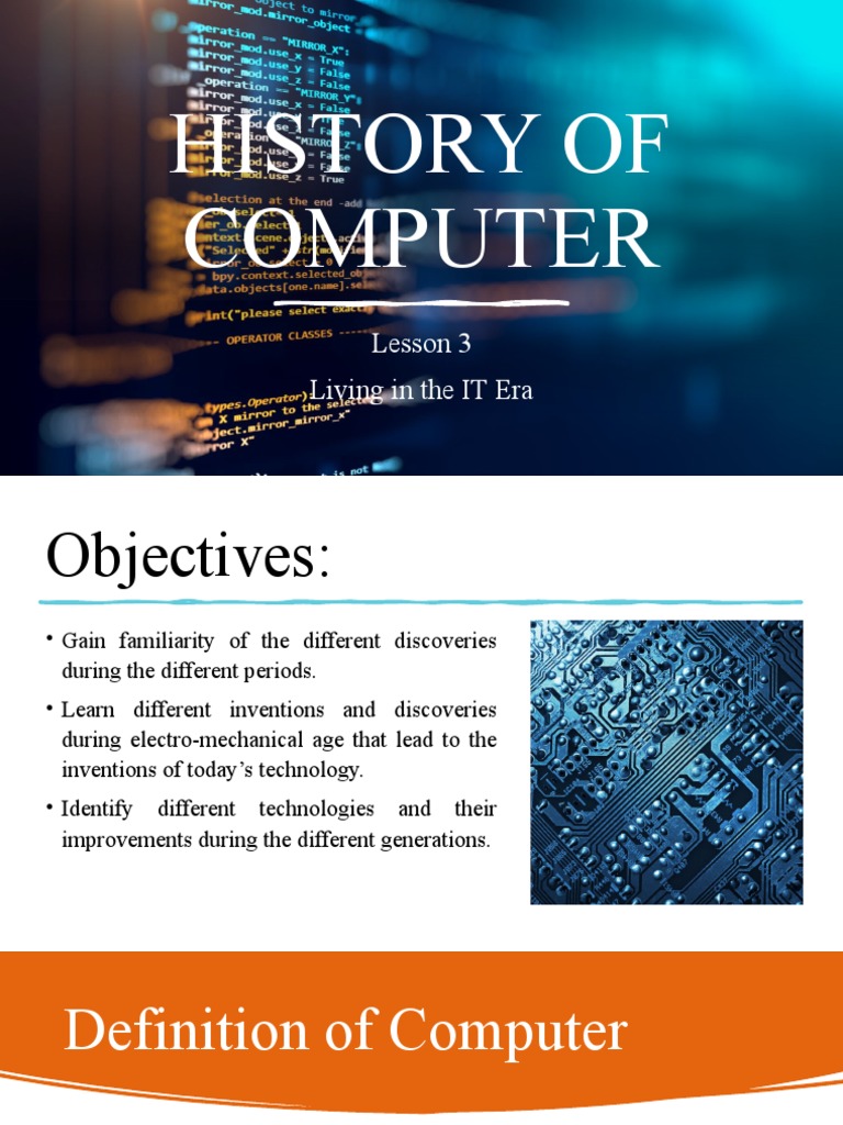 Lesson 3 HISTORY OF COMPUTER | PDF | Internet | Computing