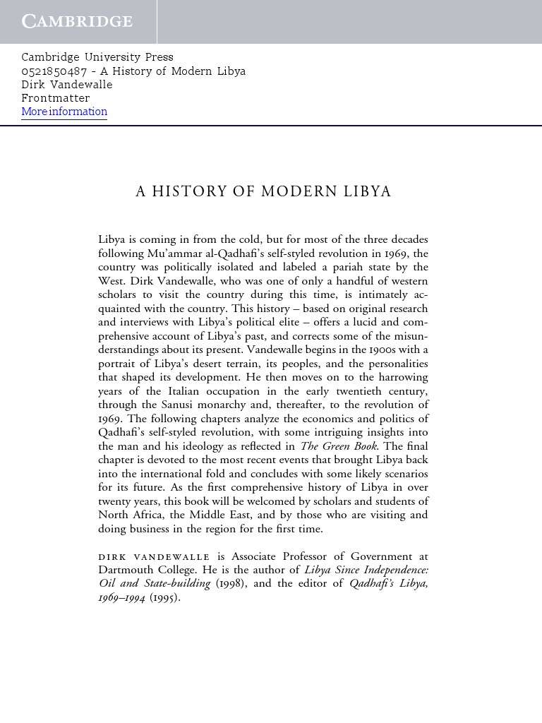 A History of Modern Libya | PDF | Libya | Muammar Gaddafi
