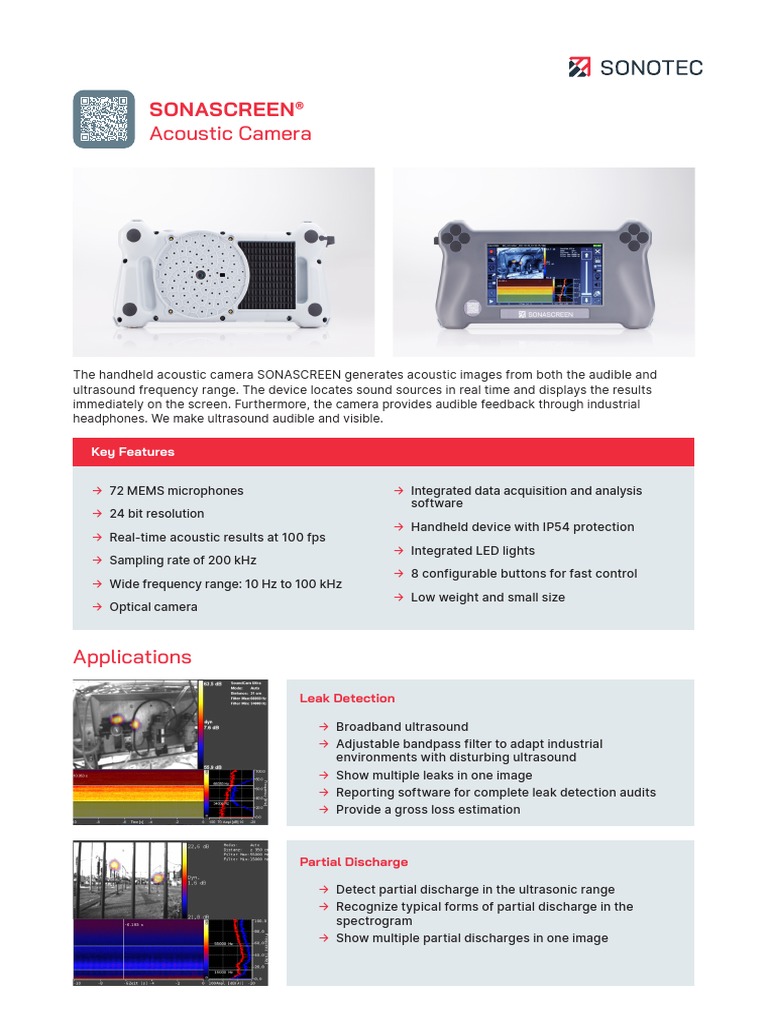 acoustic-camera-sonascreen-flyer | PDF | Ultrasound | Microphone