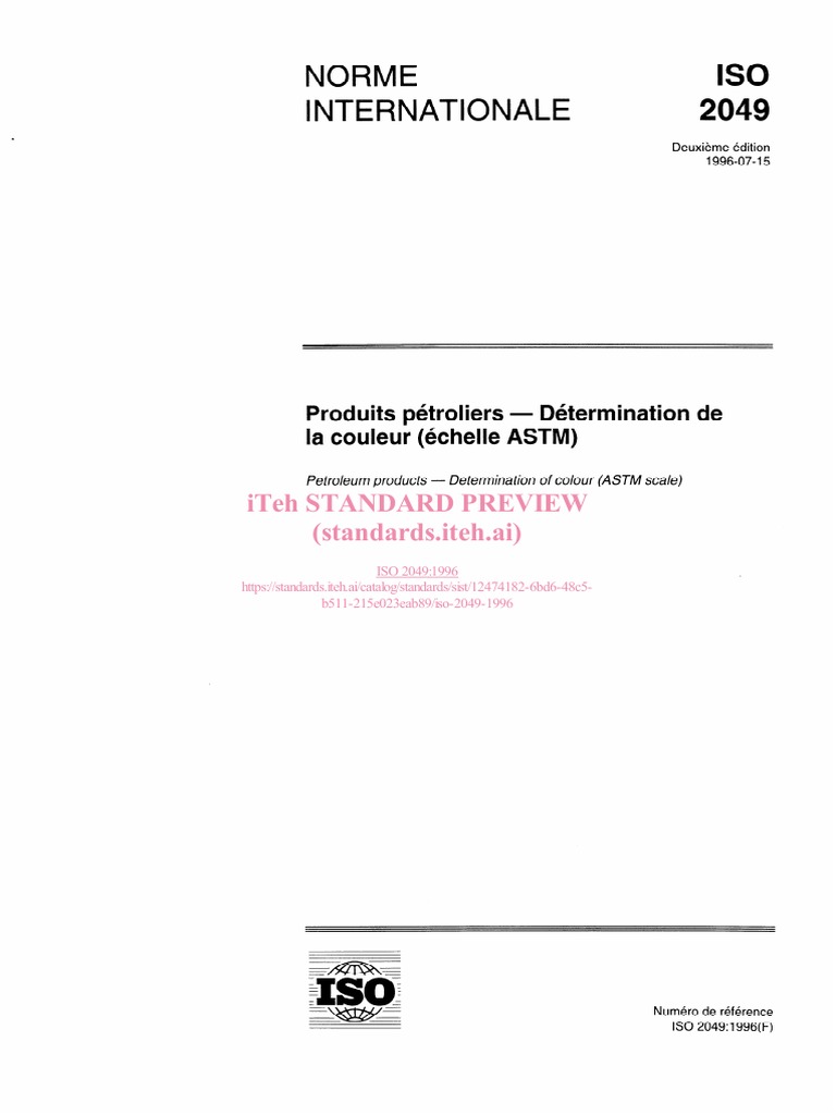 ISO-2049-1996 (F) - Couleur ASTM | PDF | Organisation internationale de ...