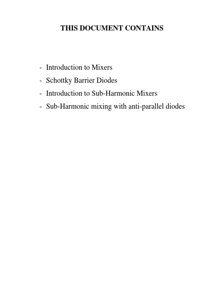 Anti-Parallel Diode Mixer Overview | PDF | Diode | Electrical Engineering