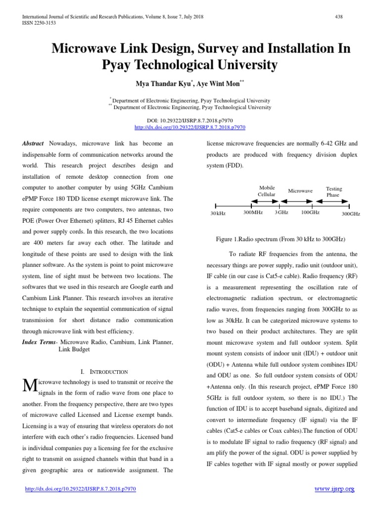 Microwave Link Design, Survey and Installation in Pyay Technological ...