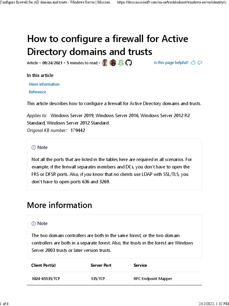 Configuring Firewall for Active Directory | PDF | Domain Name System ...