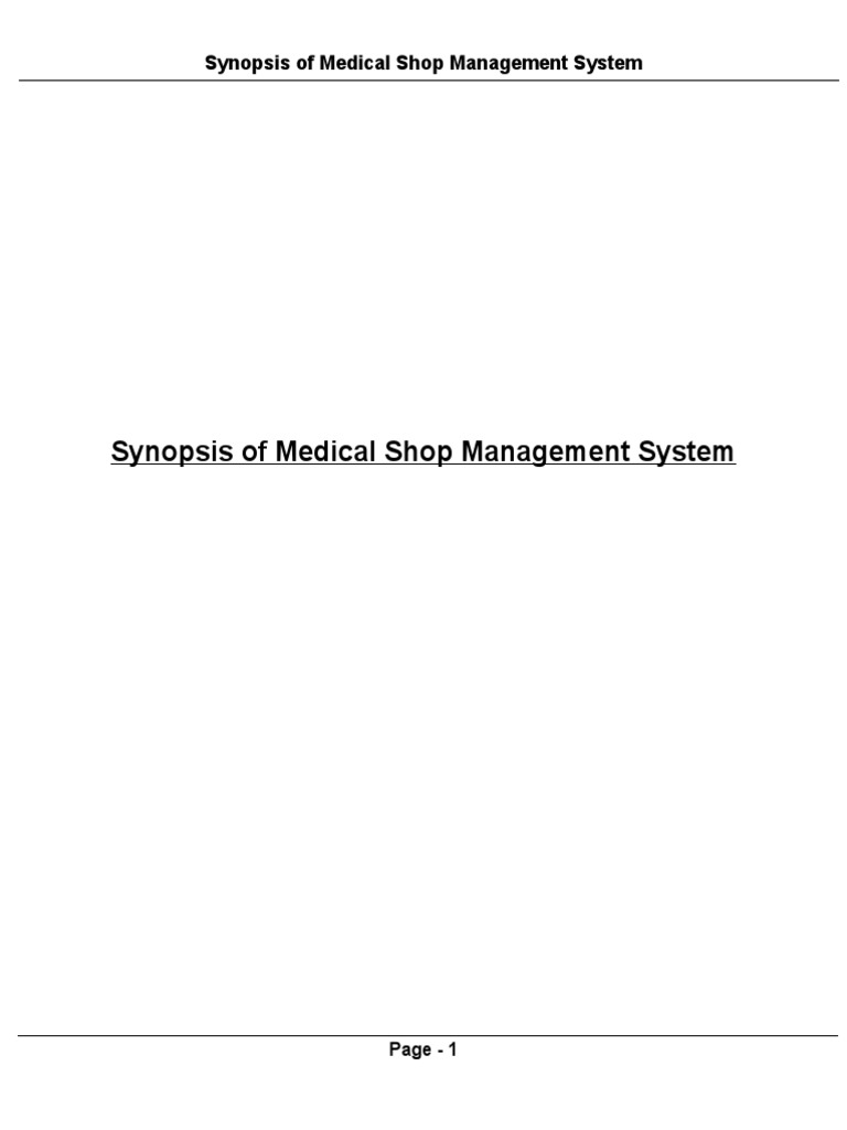 Synopsis of Medical Shop Management System | PDF | Databases ...