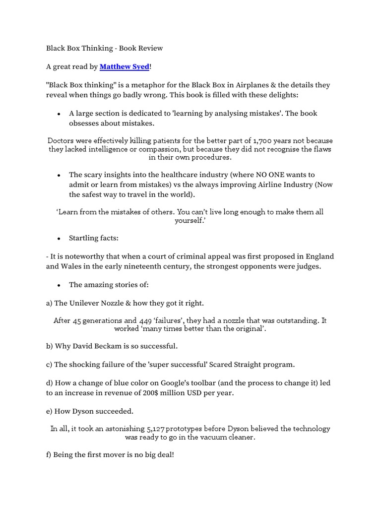 Black Box Thinking | PDF