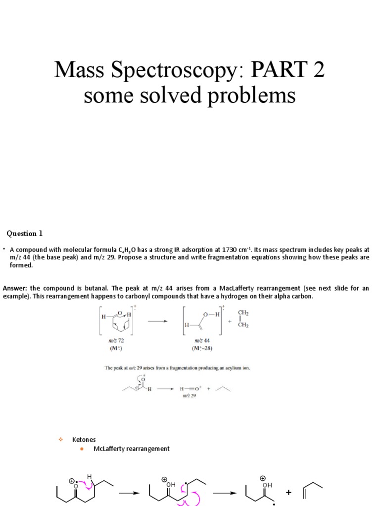 Mass Spectroscopy Part 2 Lecture4 Solved Problems | PDF