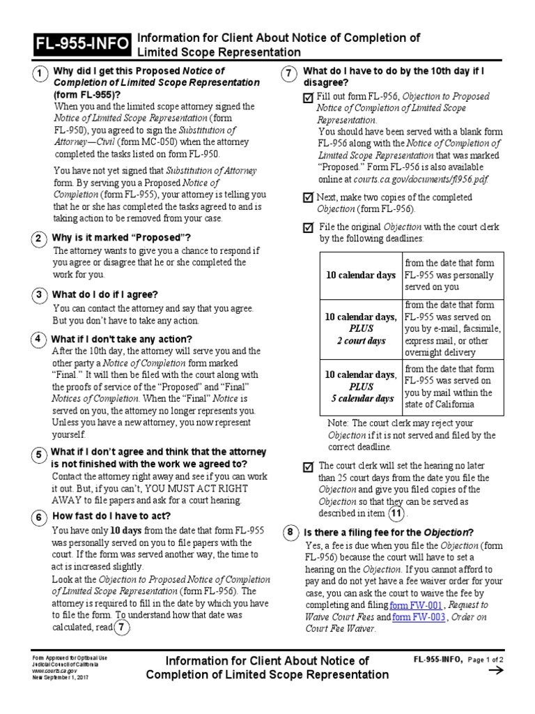 FL-955-INFO: Information For Client About Notice of Completion of ...
