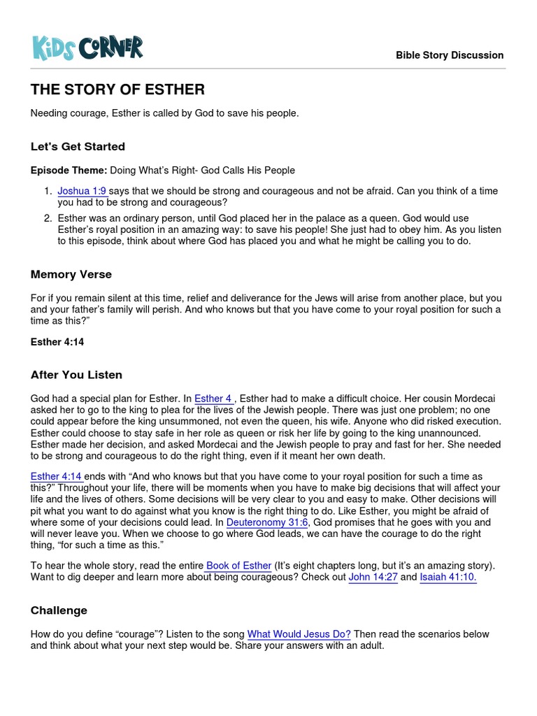 The Story of Esther: Let's Get Started | PDF | Esther | Books Of The ...