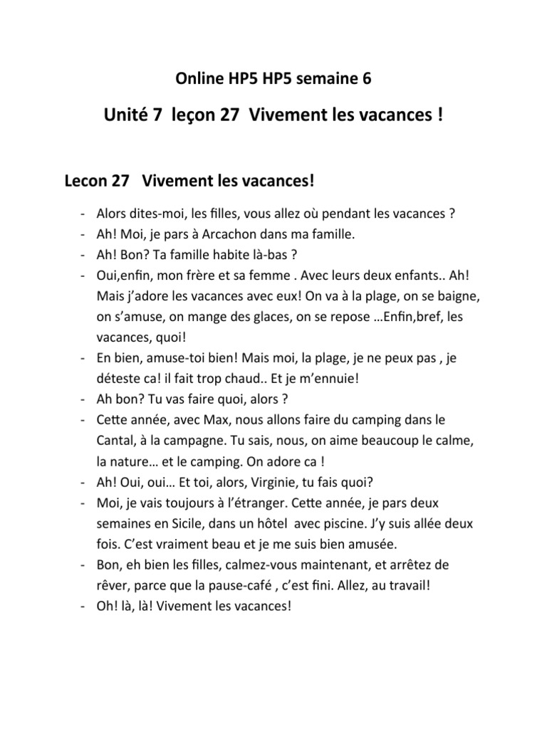 Vacances: Destinations et Activités | PDF