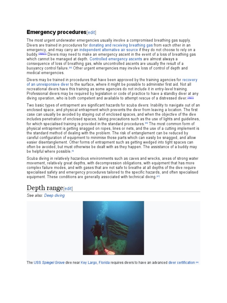 Depth Range: Emergency Procedures | PDF | Scuba Diving | Swimming