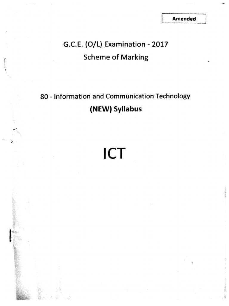Ol Ict Marking Scheme 2017 | PDF